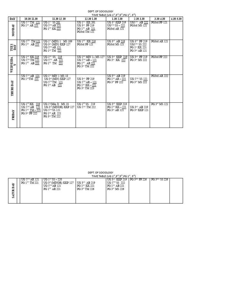 Time Table | PDF