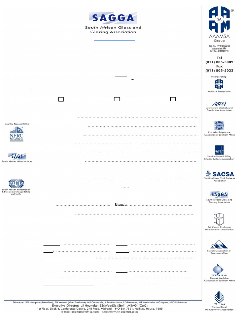 SAGGA Membership Application Form | PDF | Sales | Private Law