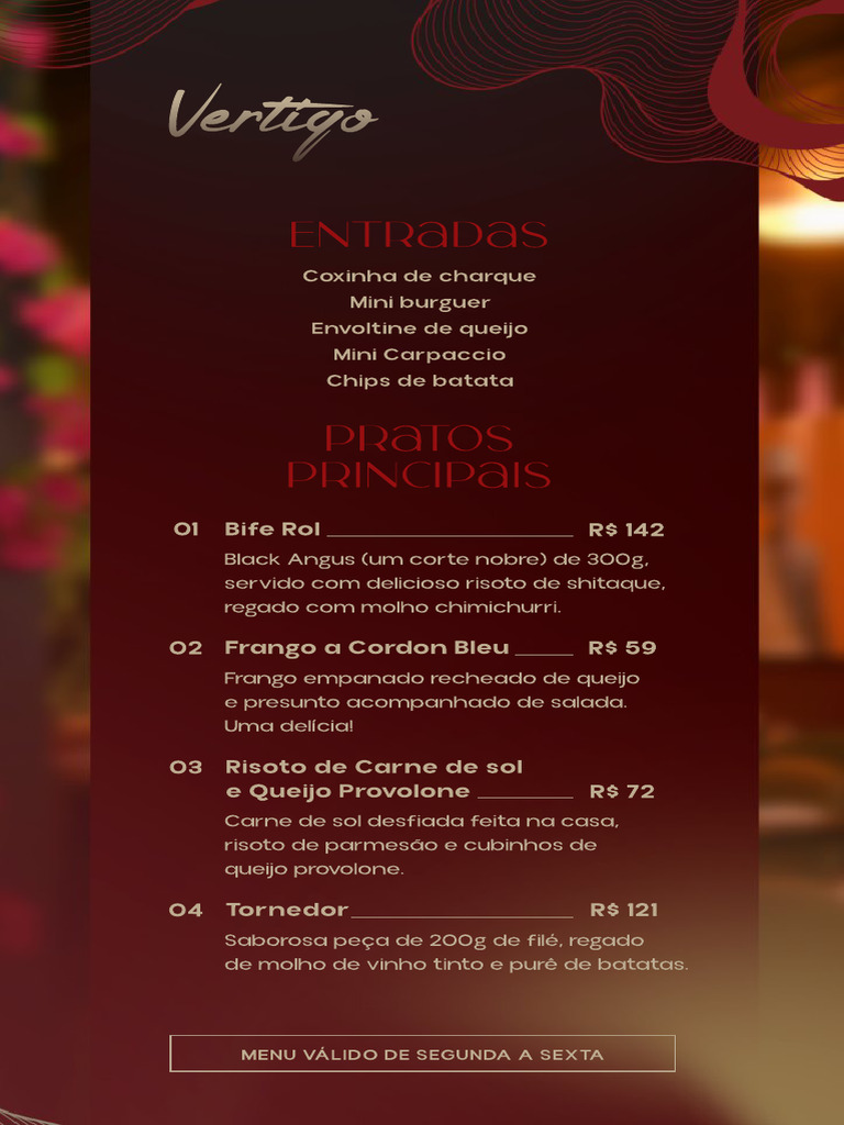 Cardápio Menu Executivo (Curvas) | PDF