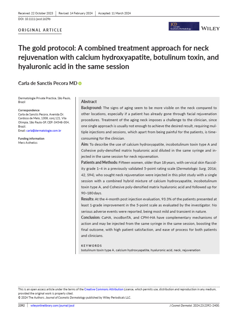 Neck Rejuvenation: Gold Protocol Method | PDF | Neck | Skin