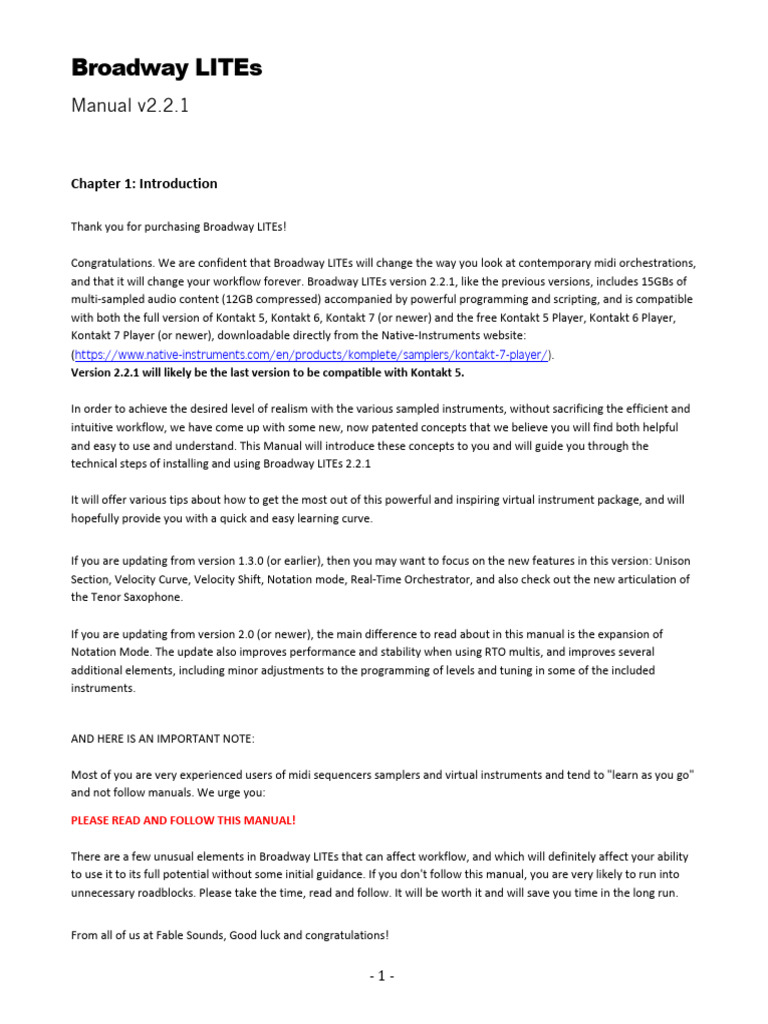 Broadway LITEs 2.2.1 User Manual | PDF | Computer Keyboard | Musical ...