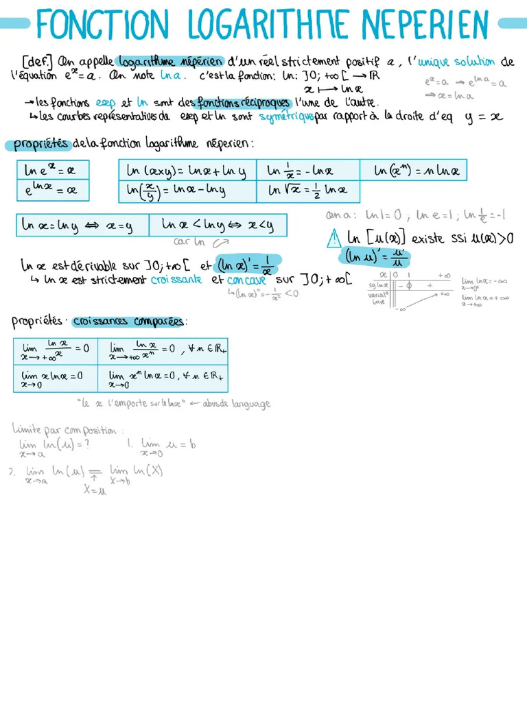 Logarithme Neperien Fiche Revision | PDF