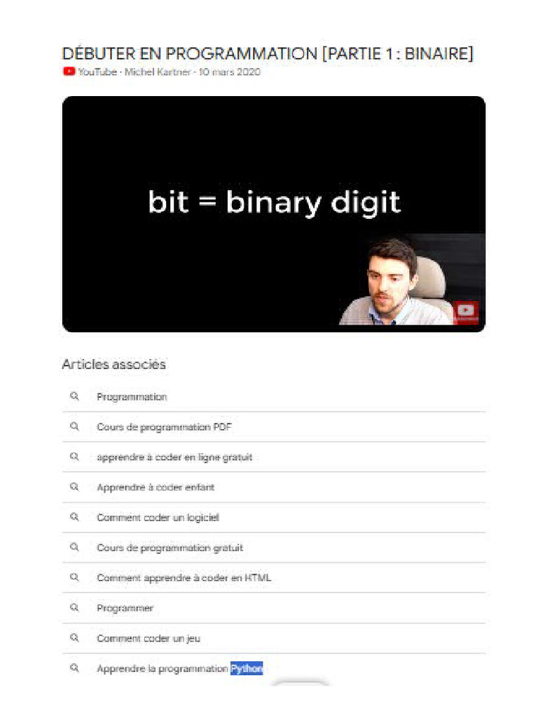 Programme de Programmation | PDF