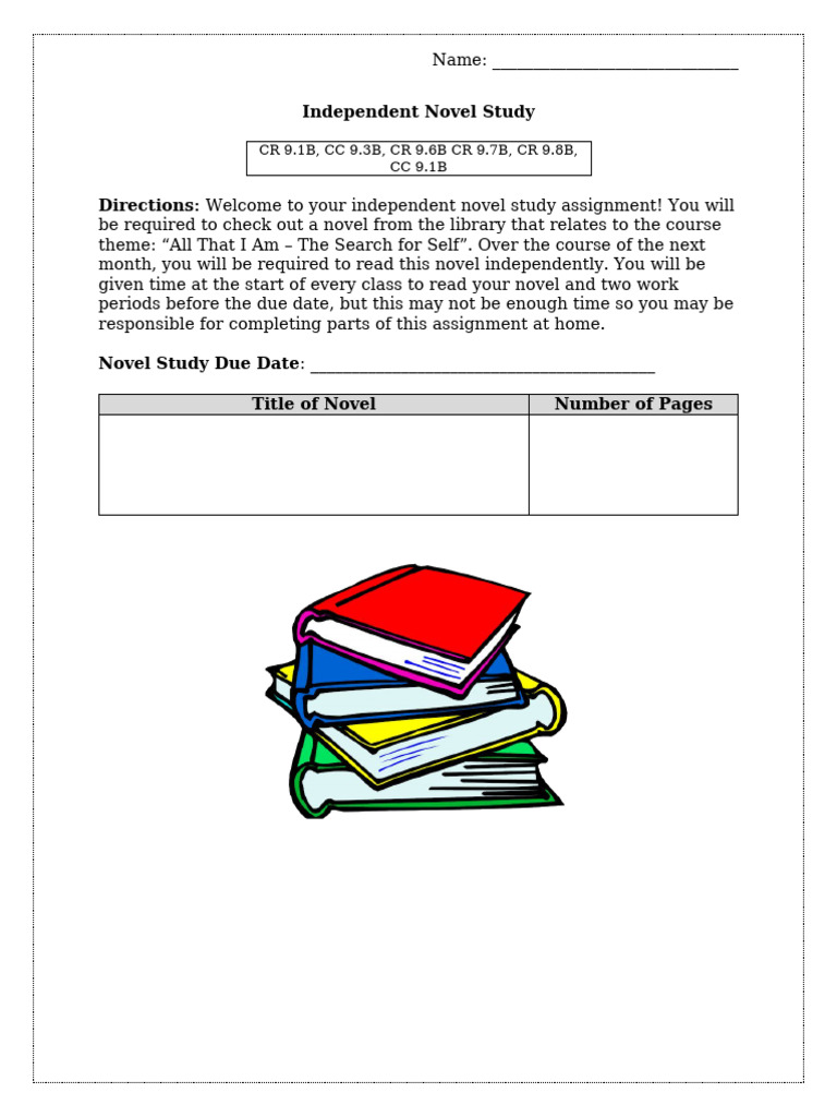 Independent Novel Study | PDF | Books