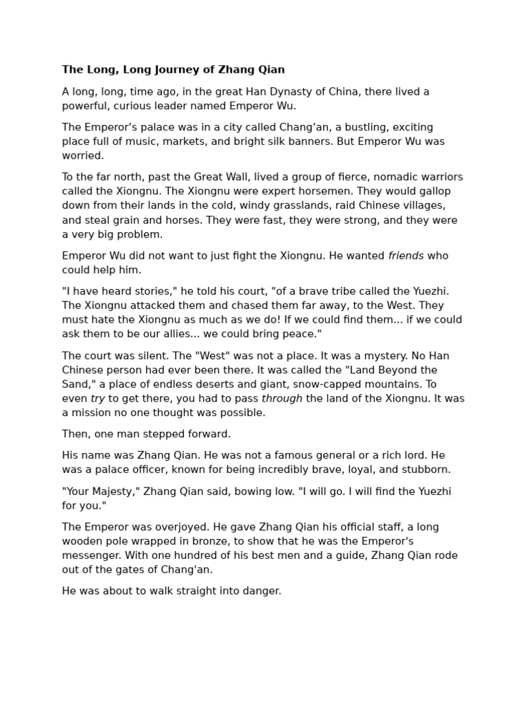 The Long Long Journey of Zhang Qian | PDF