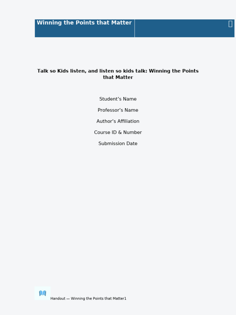 Winning The Points That Matter-Teacher Handout | PDF | Cognition | Learning