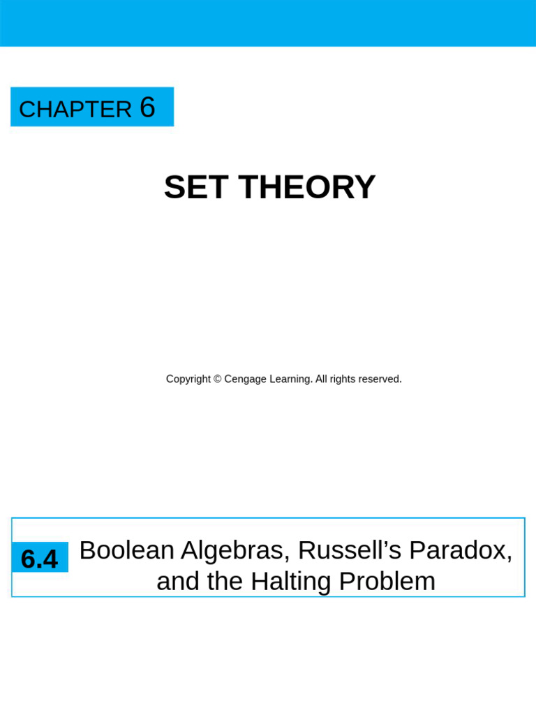 Slides On Boolean Algebras, Russell's Paradox, and The Halting Problem ...