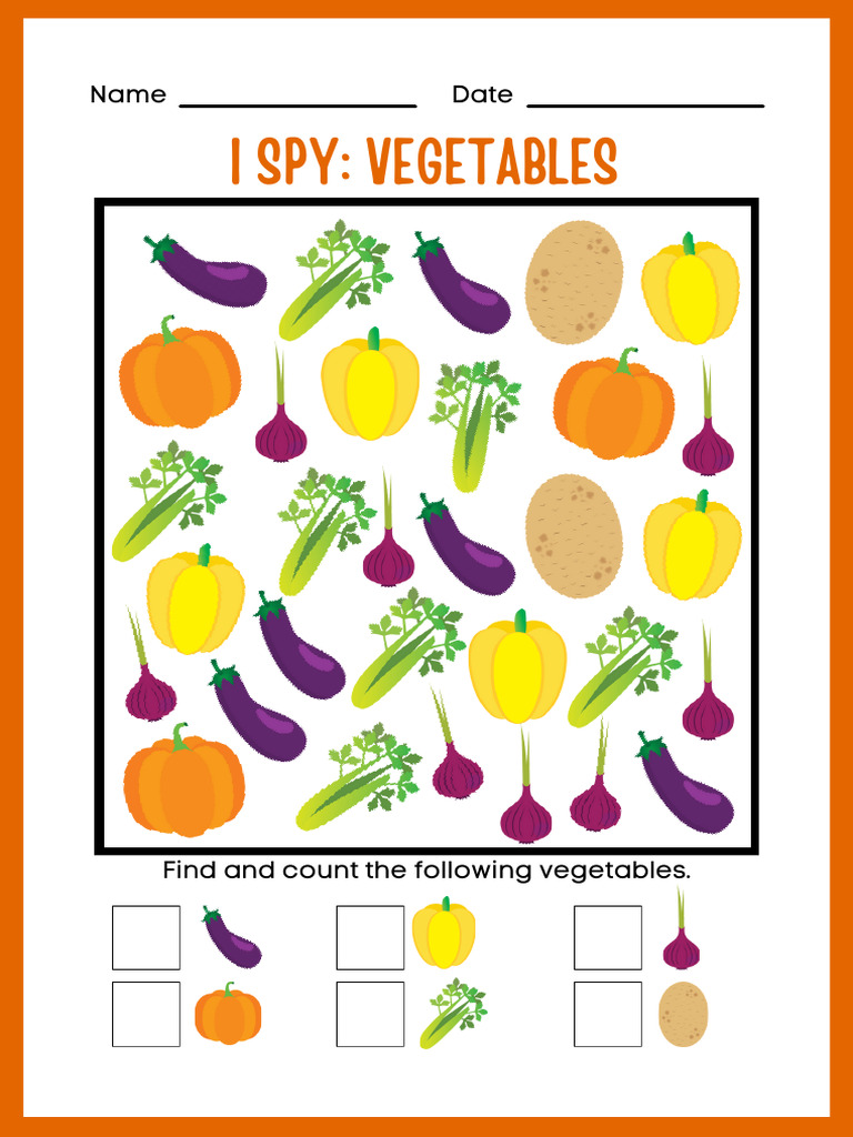 I Spy Vegetables Counting Game | PDF