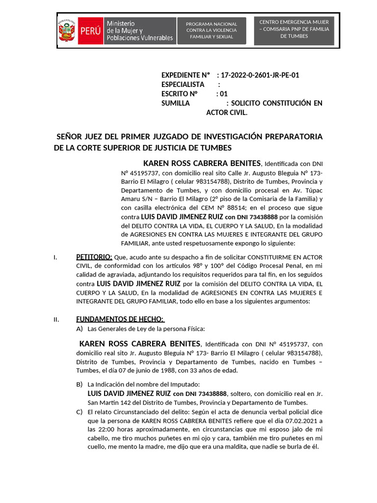 Karen Ross Cabrera Benites | PDF | Justicia | Crimen y violencia