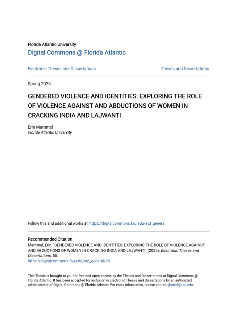Gendered Violence and Identities_ Exploring the Role of Violence | PDF ...
