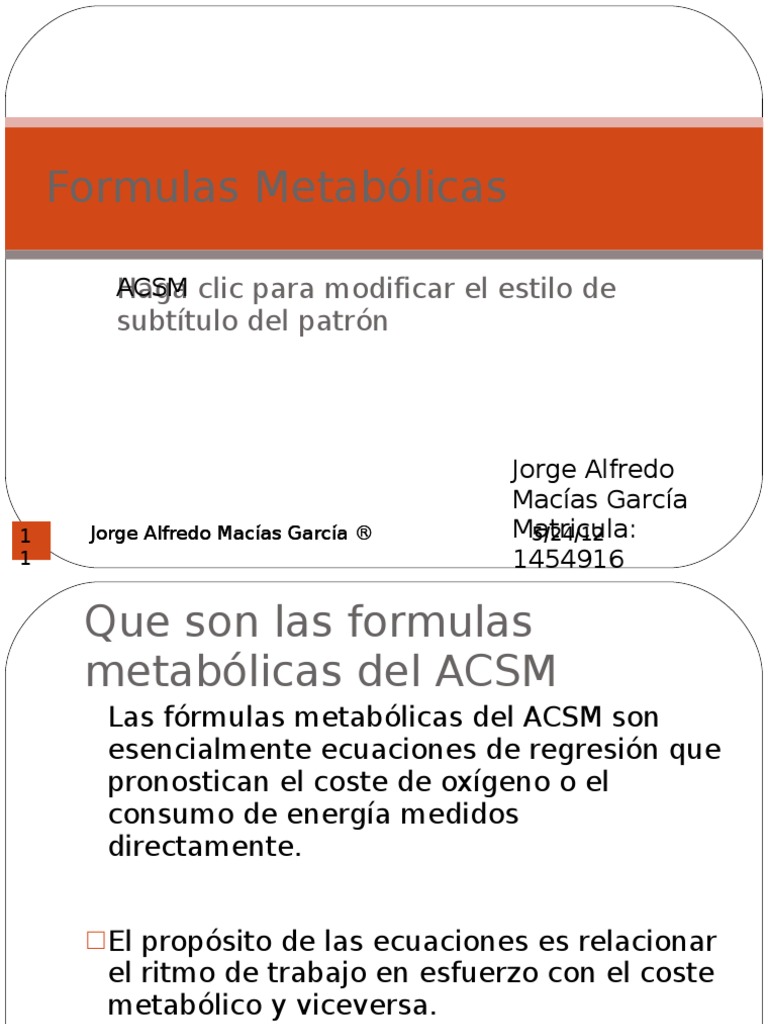 Formulas Metabólicas | Descargar gratis PDF | Caloría | Kilogramo