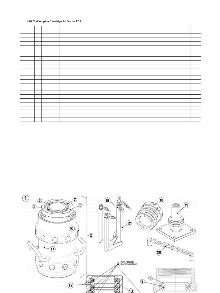 Blak-JAK Washpipe Cartridge Parts List | PDF