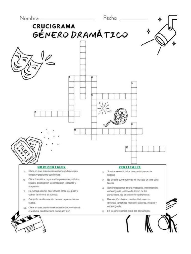 Crucigrama Obra Dramática | PDF