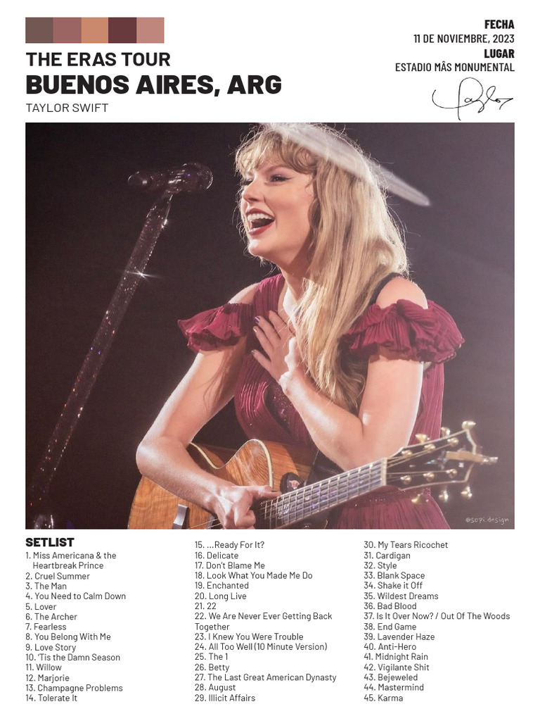 Taylor Swift Eras Tour Setlist 2023 | PDF