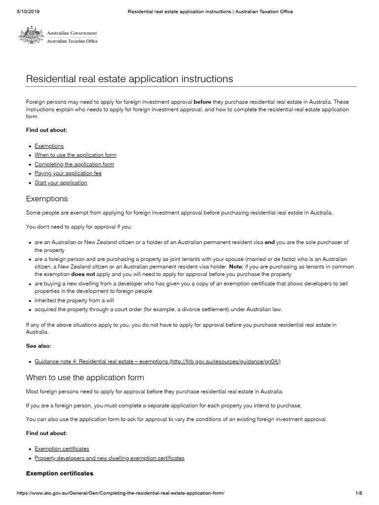 FIRB Residential Real Estate Application Instructions - Australian ...