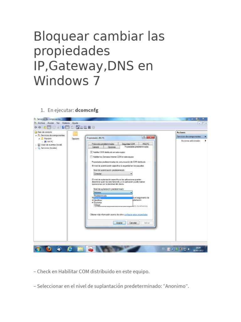 Bloquear cambios de IP en Windows 7 | PDF