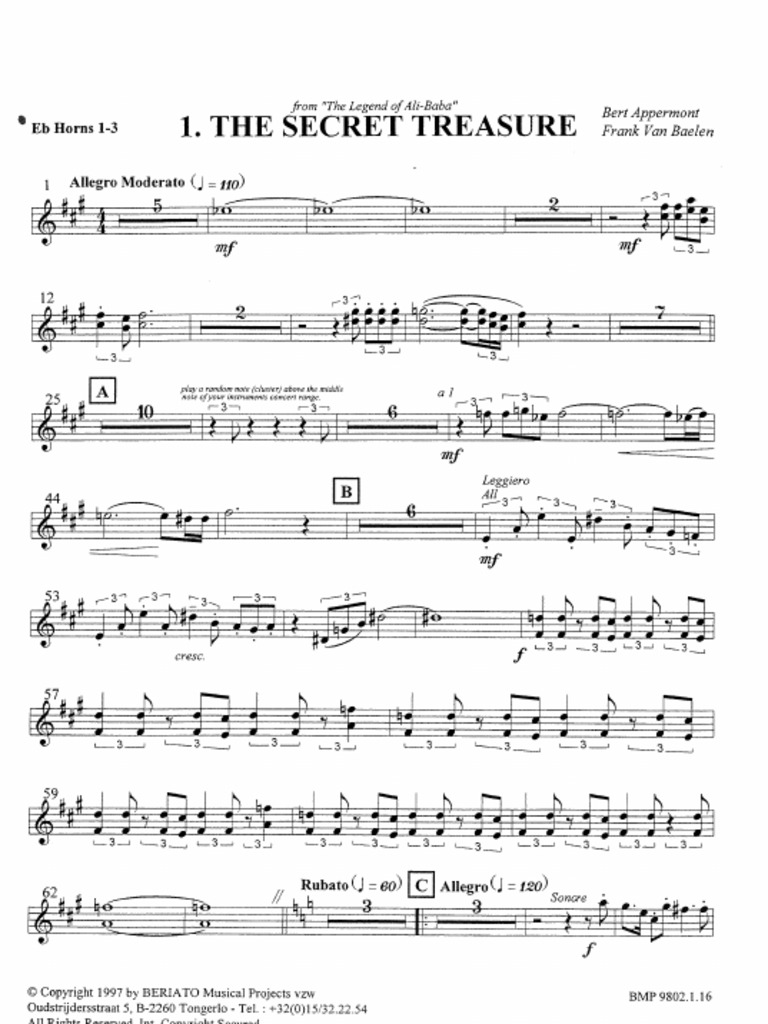 The Legend of Ali Baba - Eb Horn 1 & 3 | PDF
