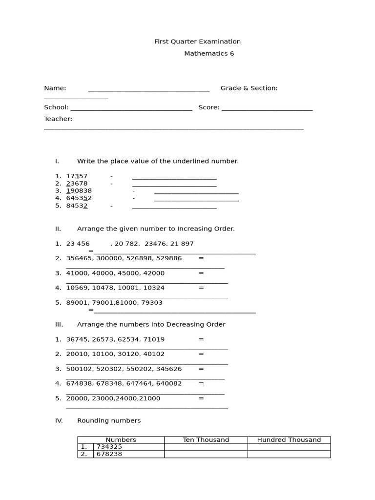 First Quarter Examination (MATH) | PDF | Chess Openings | Chess