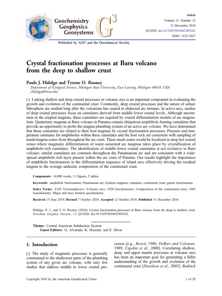 Crystal Fractionation at Baru Volcano | PDF | Magma | Volcano