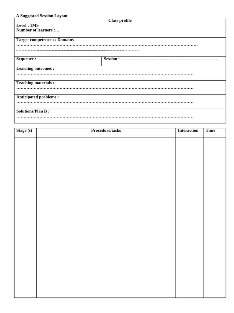 A Suggested Session Layout | PDF