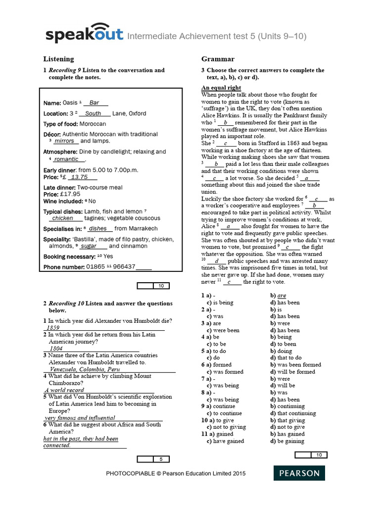 Intermediate Achievement Test 5 Overview | PDF