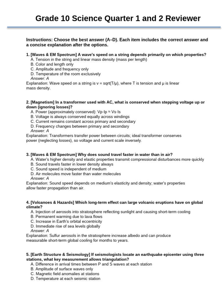 Grade10 Science Reviewer | PDF | Plate Tectonics | Seismology