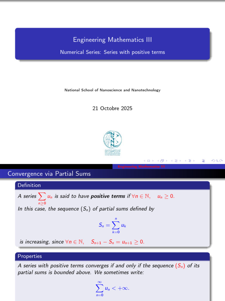 Convergence of Positive Term Series | PDF | Series (Mathematics ...