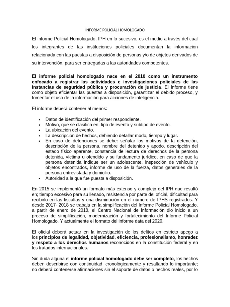 Informe Policial Homologado | PDF | Policía | Queja