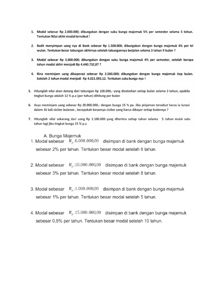 Latihan Soal Bunga Majemuk Dan Anuitas | PDF