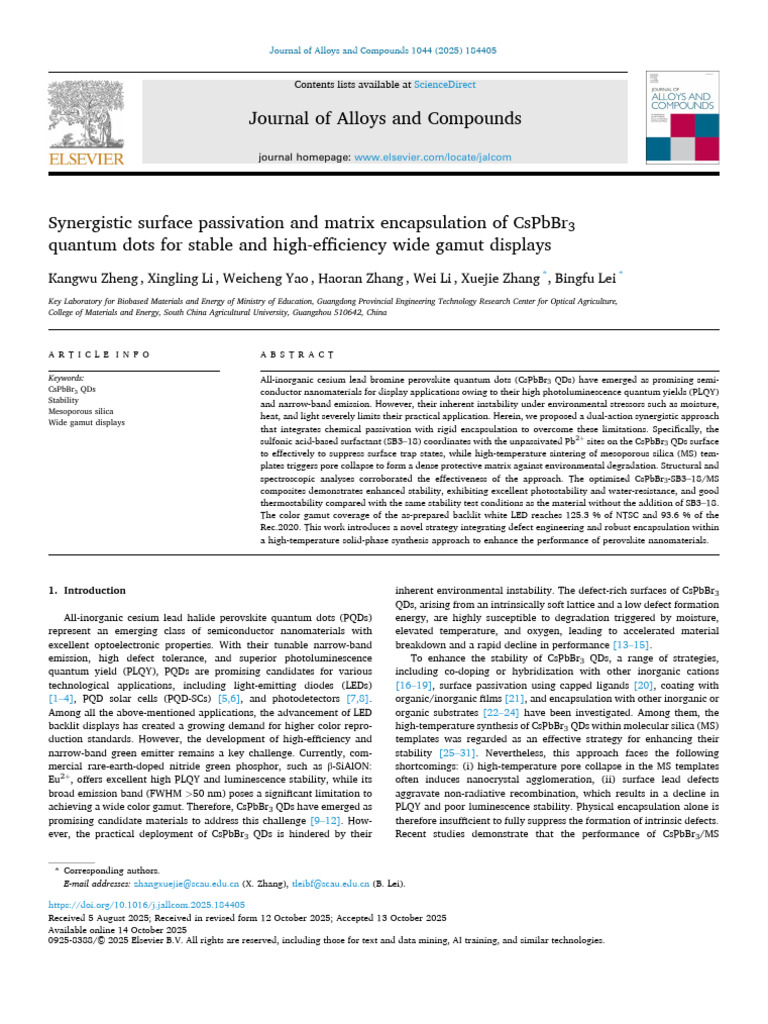 Zheng 等 - 2025 - Synergistic Surface Passivation and Matrix ...