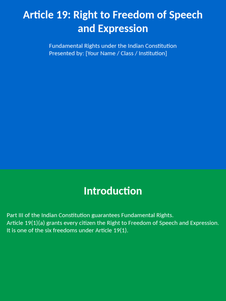 Article 19: Freedom of Speech in India | PDF