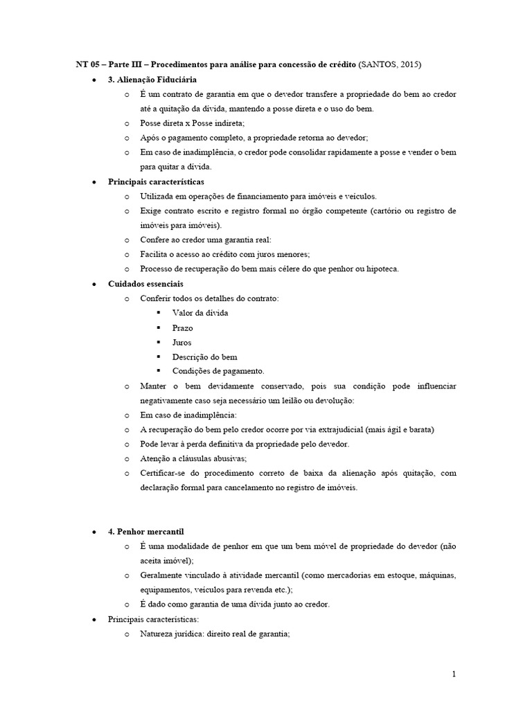 Alienação Fiduciária e Penhor Mercantil | PDF | Direito Privado
