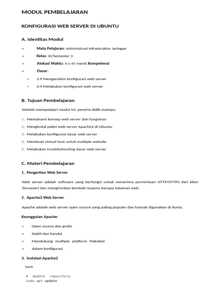 Konfigurasi Web Server di Ubuntu - Administrasi Jaringan | PDF