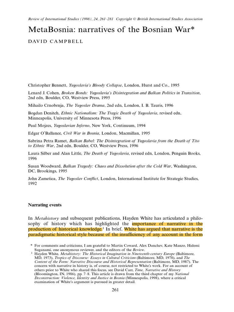 Campbell Metanarratives of War in Bosnia - RIS | PDF | Bosnia And ...