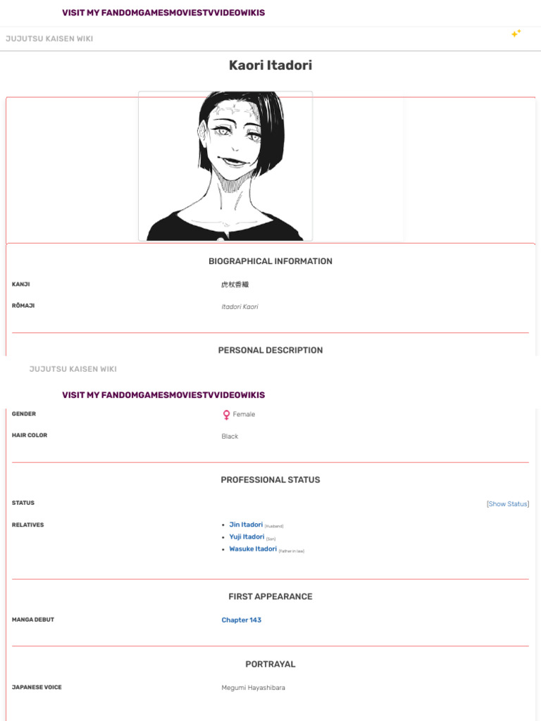 Kaori Itadori - Jujutsu Kaisen Wiki - Fandom | PDF