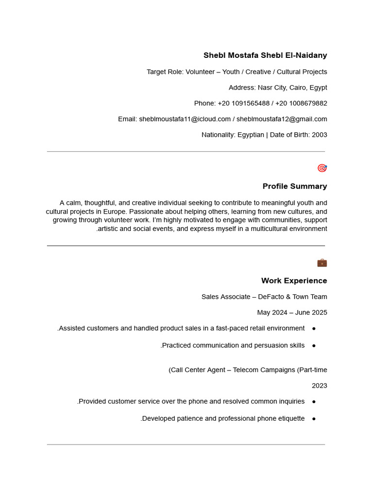 Shebl Esc CV | PDF | Human Communication | Communication