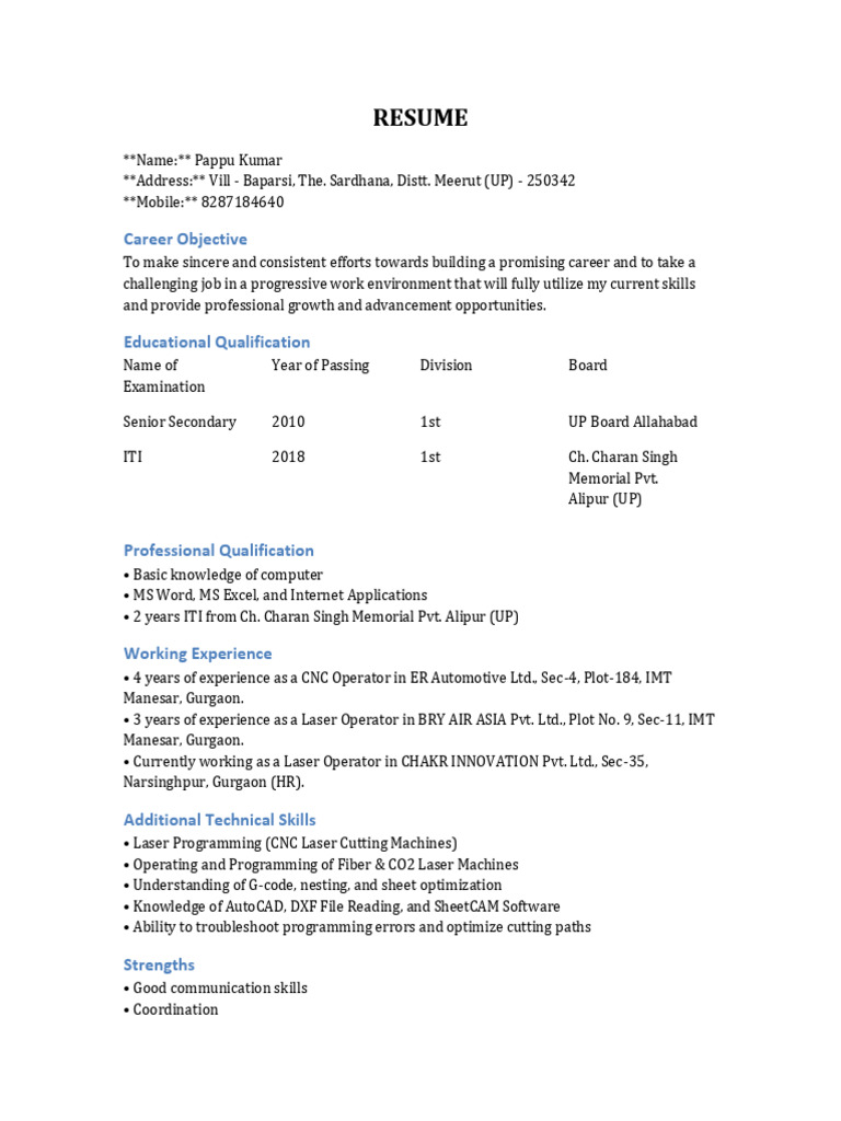 Pappu Kumar Laser Programming Resume Styled(1) | PDF