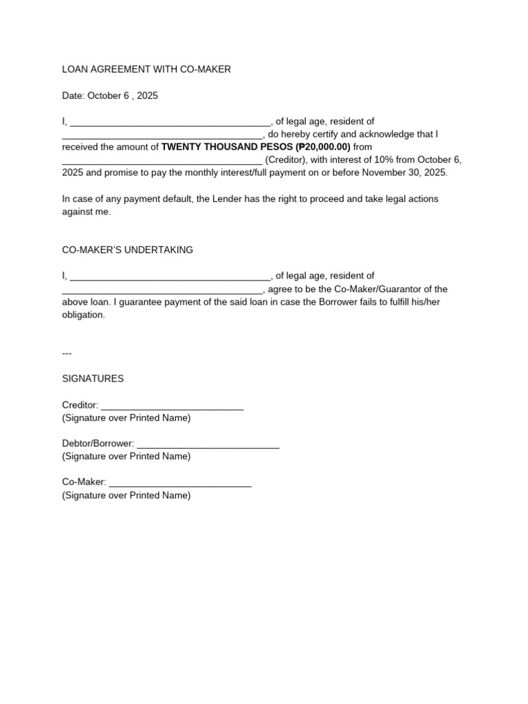 Co-Maker Loan Agreement | PDF