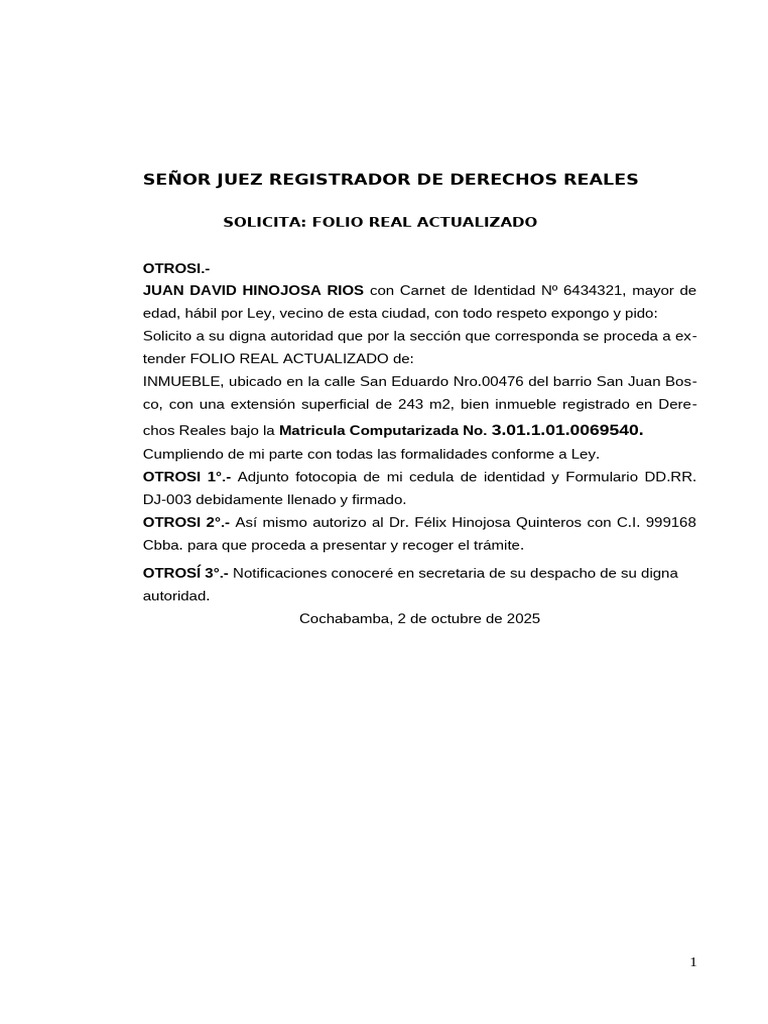 Solicitud de Folio Real Casa Papa | PDF
