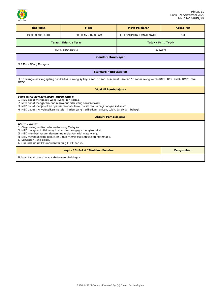 RPH Nilai Mata Wang | PDF