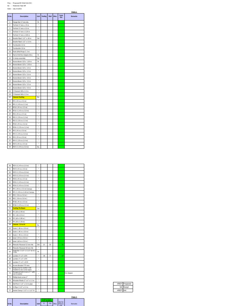 Materials Take Off Pdf Screw Beam Structure