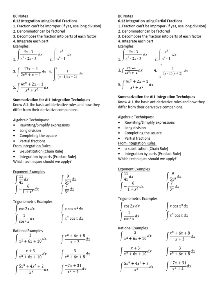Day 04 Notes Partial Fractions | PDF | Integral | Number Theory