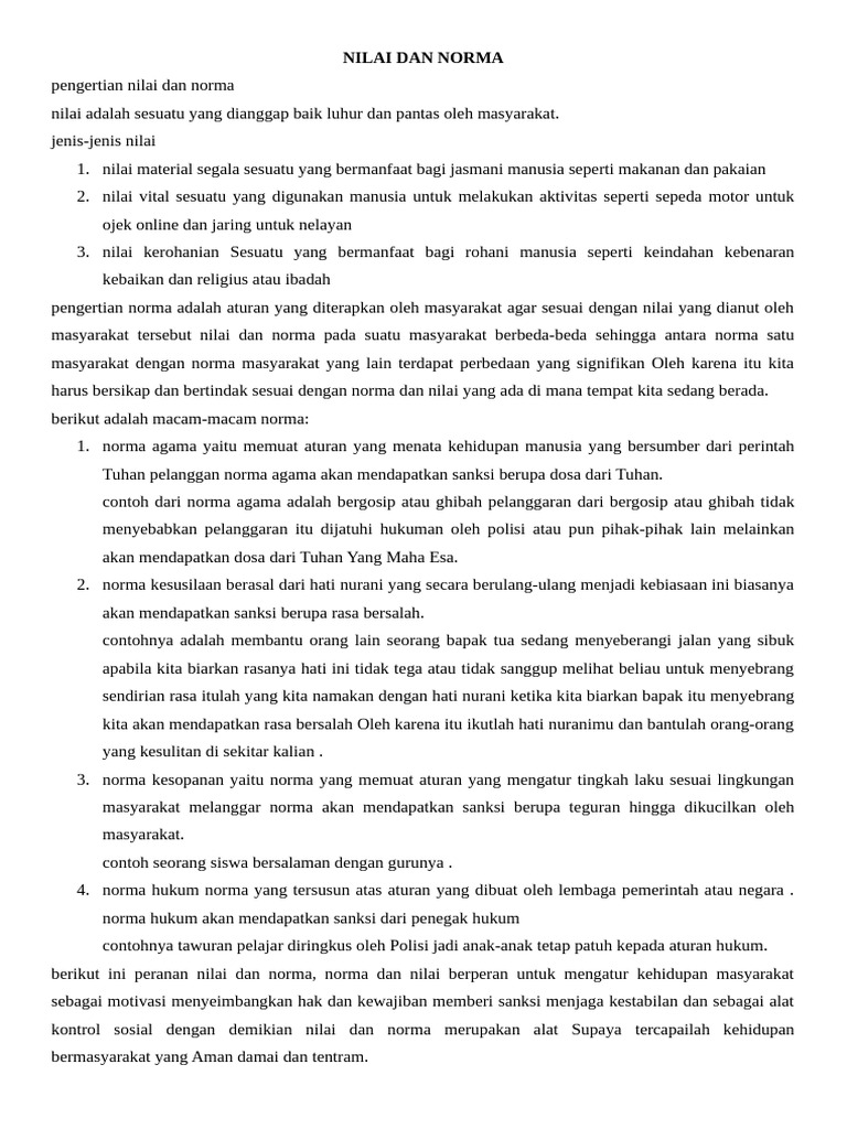 Nilai Dan Norma | PDF