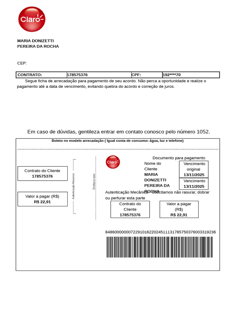 Boleto Claro | PDF