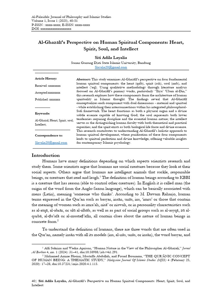 Al-Ghazālī on Heart, Spirit, Soul, Intellect | PDF | Soul | Sufism