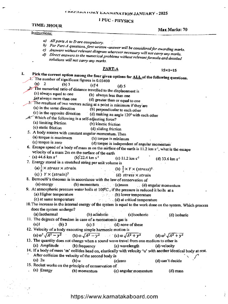 Puc 1 Preparatory Physics 33 Jan 2025 | PDF