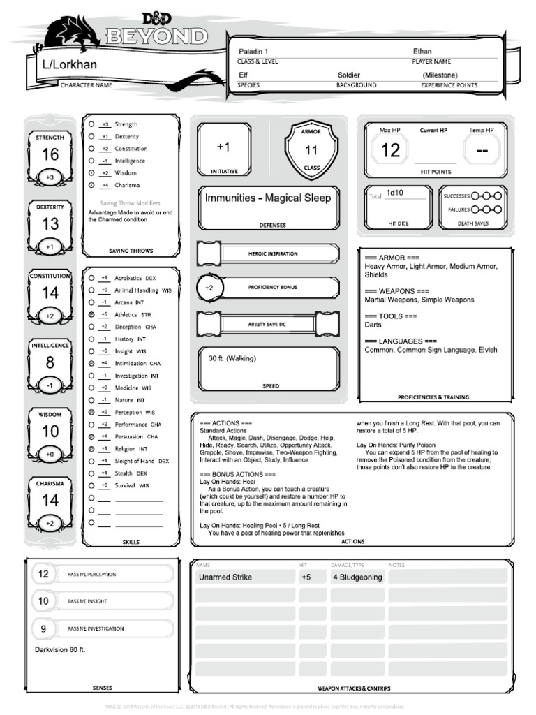 DND C Sheet 2nd Try | PDF