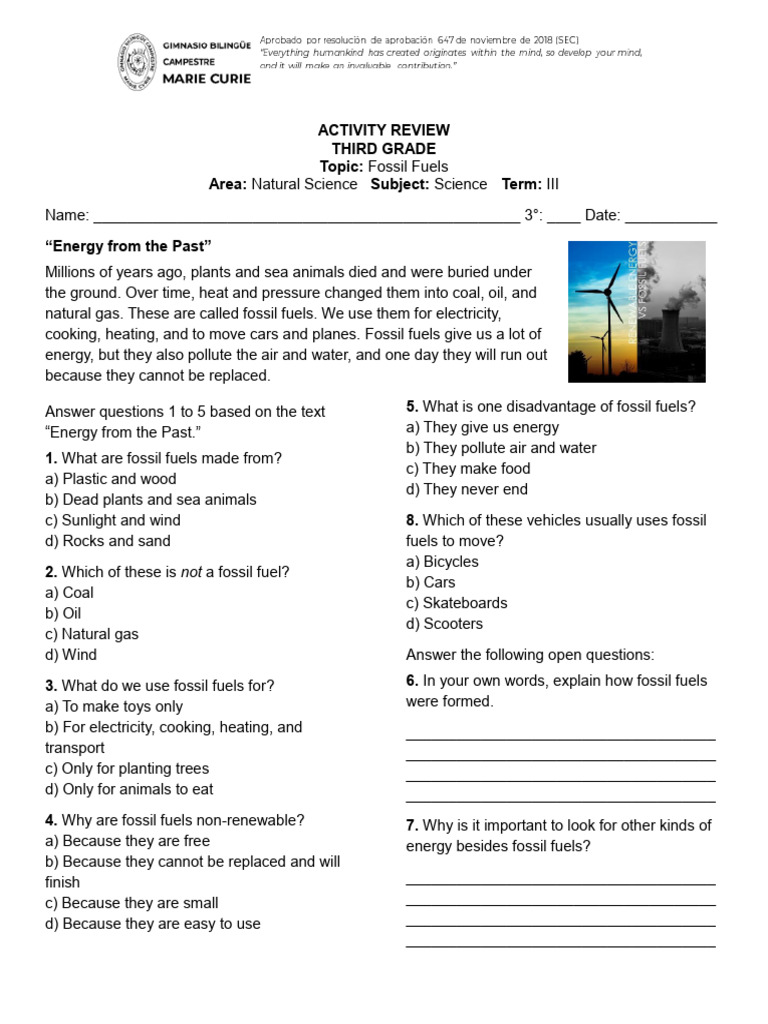 Fossil Fuels Practice at Home 3A - 3M | PDF | Fuels | Fossil Fuels