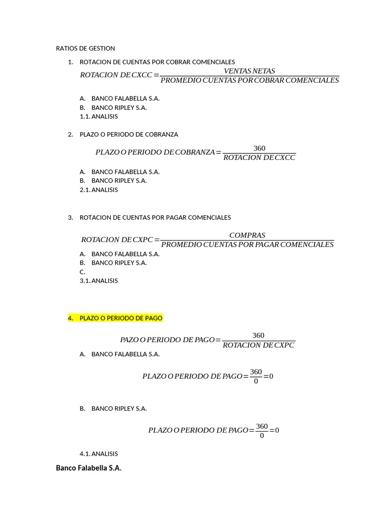 Ratios de Gestion de Contabilidad | PDF | Bancos | Sector privado