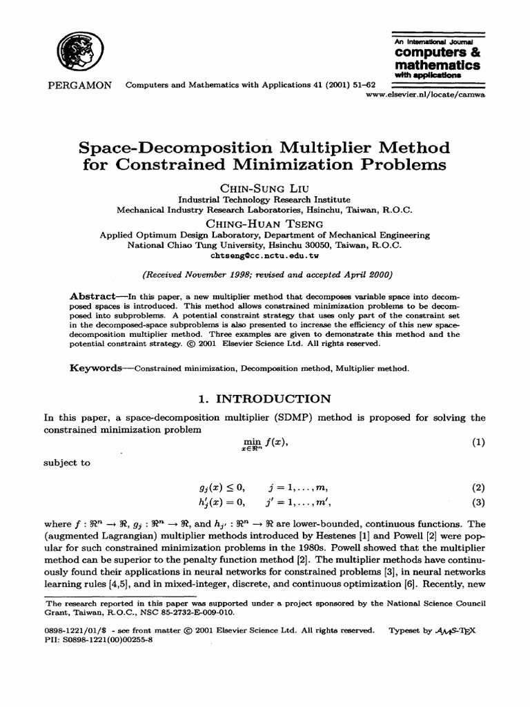 Space-Decomposition Method for Minimization | PDF | Mathematical ...